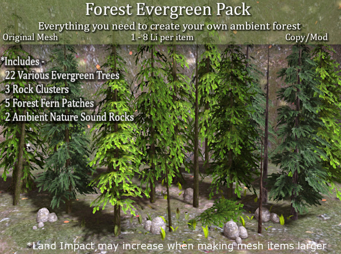 Second Life Marketplace - LOVE - FOREST EVERGREEN TREE PACK